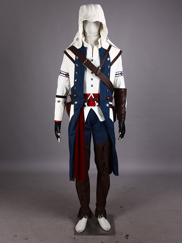 Assassins Creed Iii Connor White Assassin Uniform Cosplay Costume